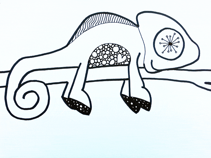 Chameleon Zentangle Art Project - The Crafty Classroom